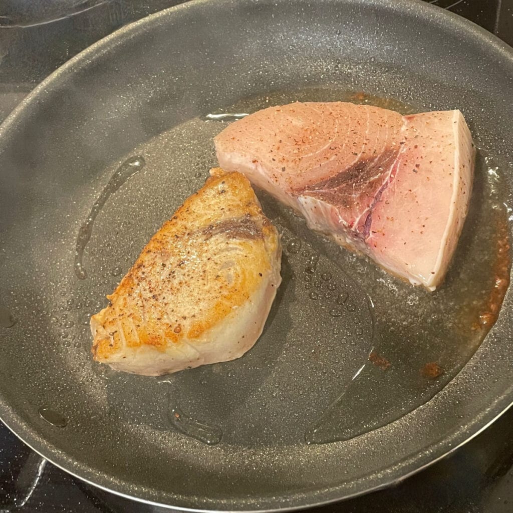 Pan-seared oven-baked Swordfish with an Easy Tapenade - LindySez | Recipes