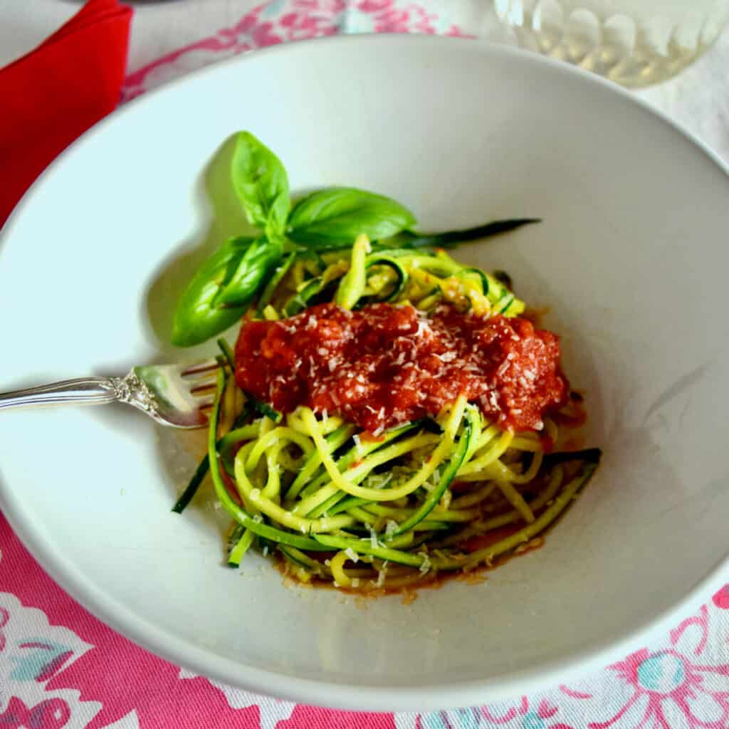 Zucchini Spaghetti with Tomato Sauce - LindySez | Recipes